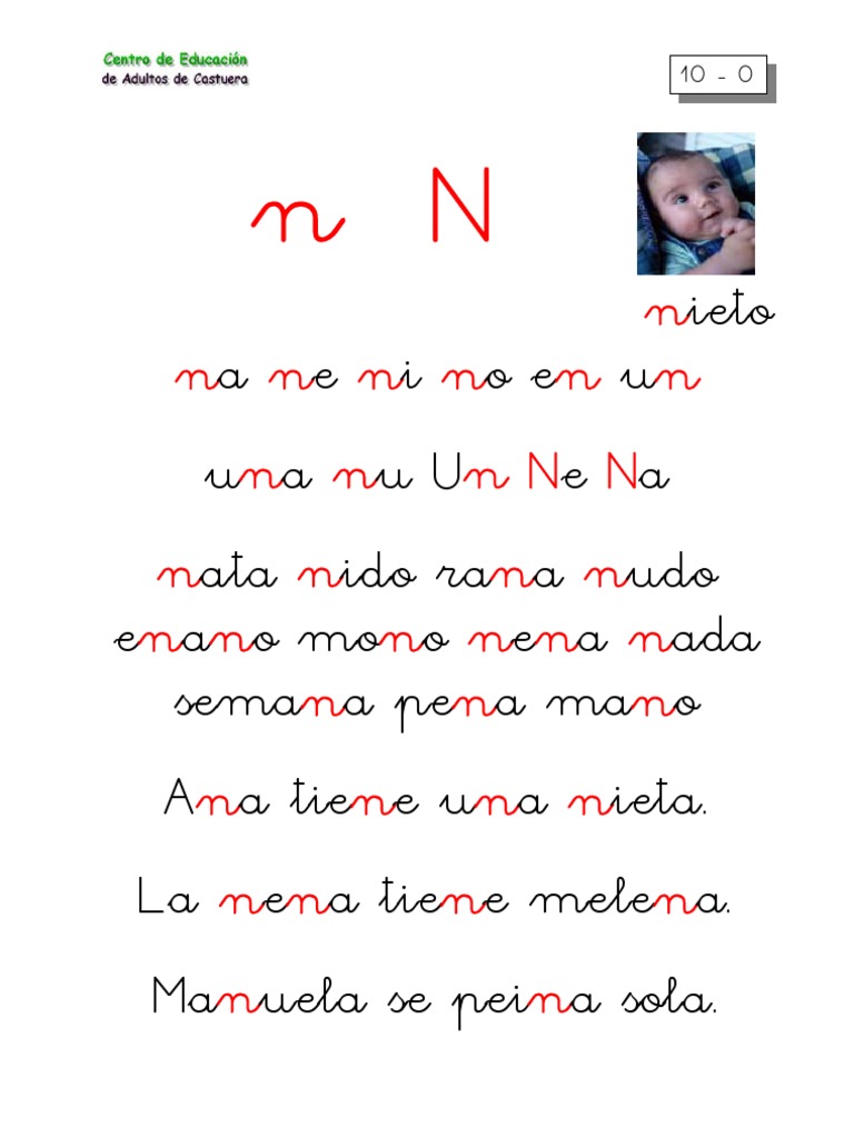 Lectura y actividades con la letra N | PDF