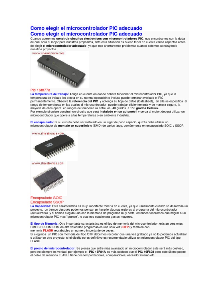 Como Elegir El Microcontrolador PIC Adecuado | PDF | Informática