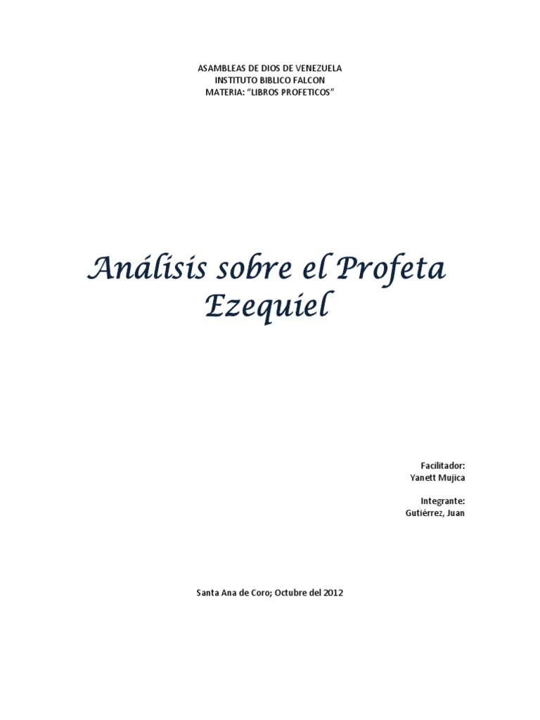 Análisi Sobre El Profeta Ezequiel Pdf Ezequiel Libro De Ezequiel