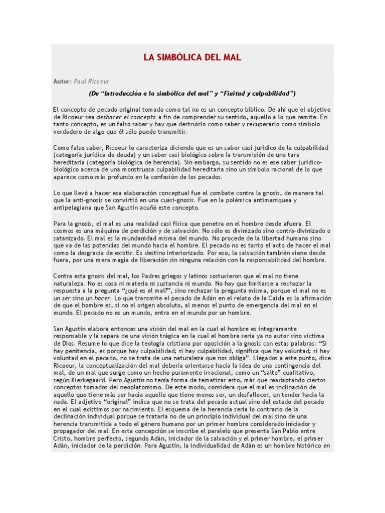 La Simbólica Del Mal | PDF | El pecado original | Pecado