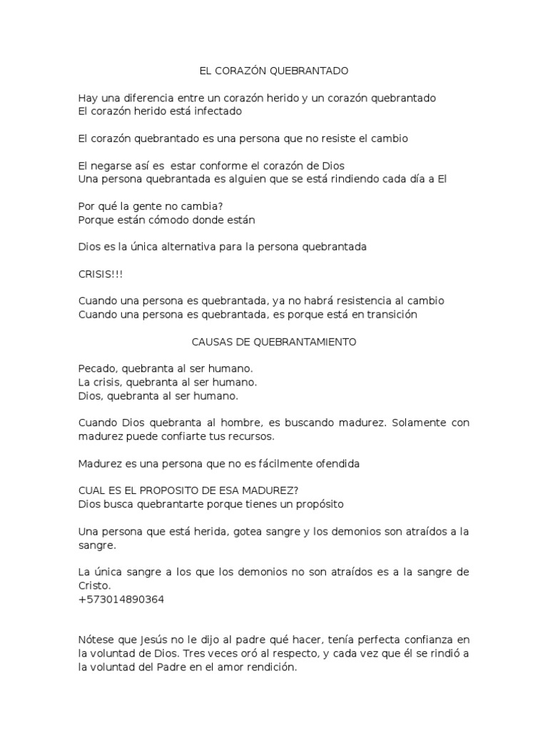 Corazón Quebrantado y Cambio Espiritual | PDF