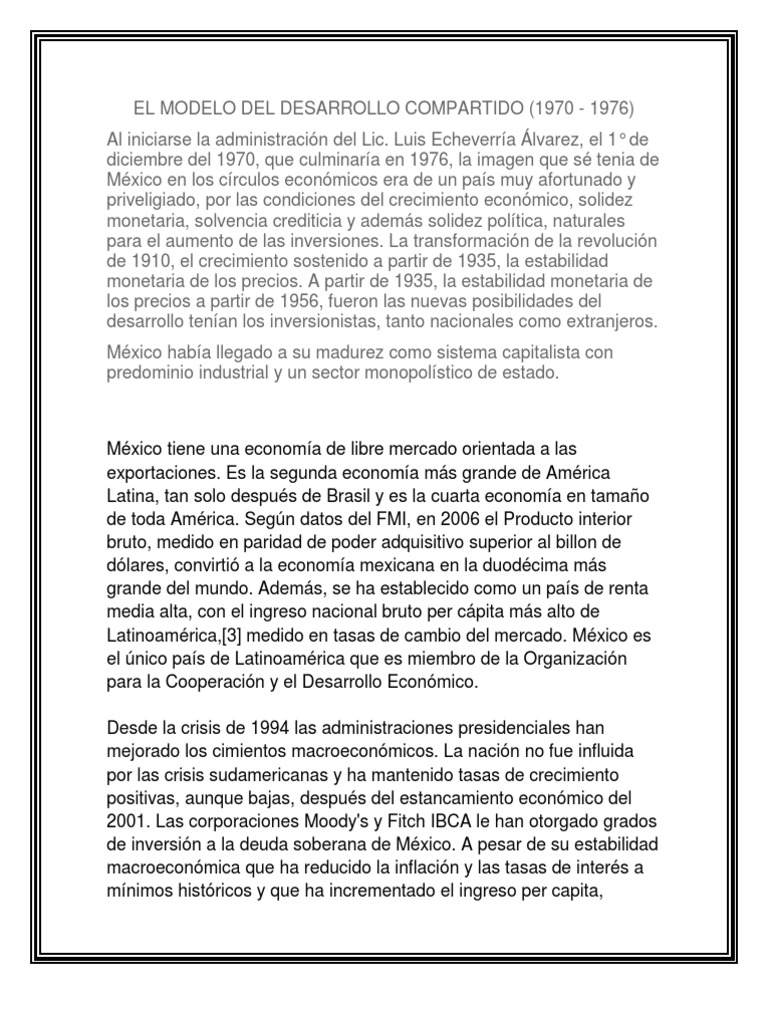 El Modelo Del Desarrollo Compartido | PDF | Inflación | Crecimiento ...