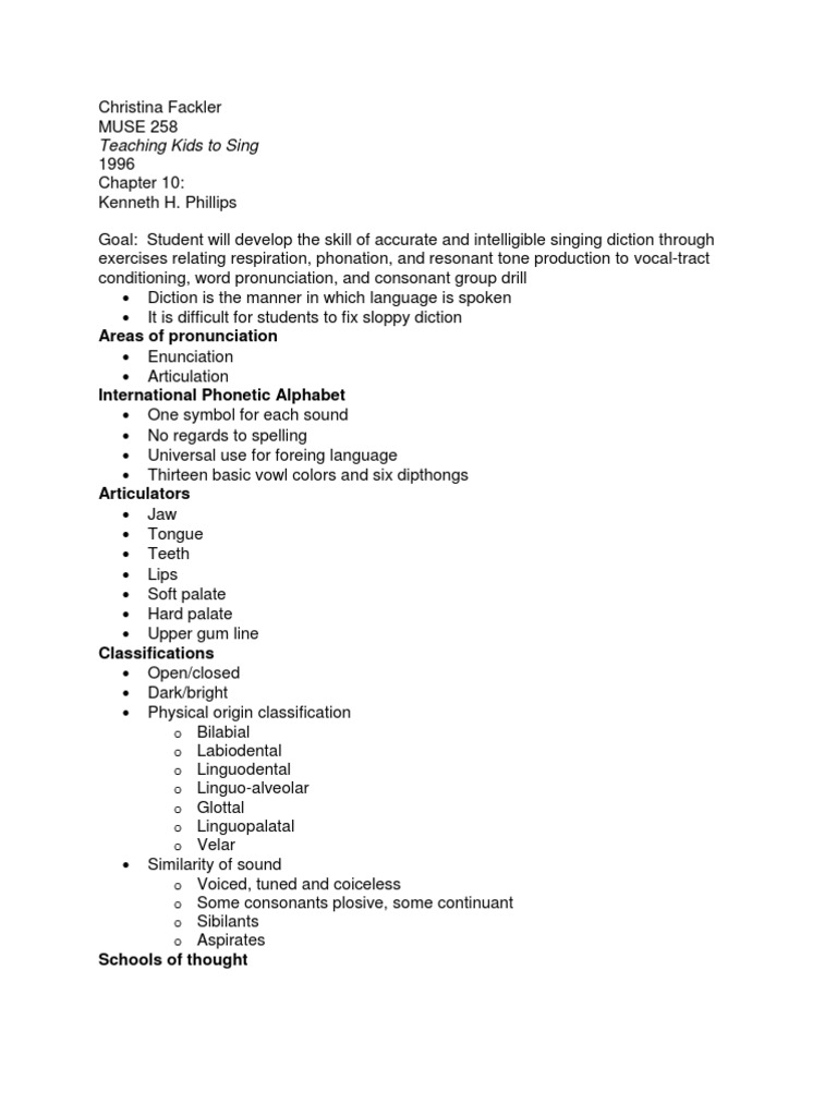 Teaching Kids Effective Singing Diction | PDF | Language Arts & Discipline