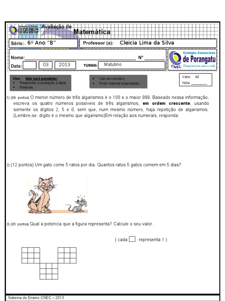 Matematica6º Samara | PDF