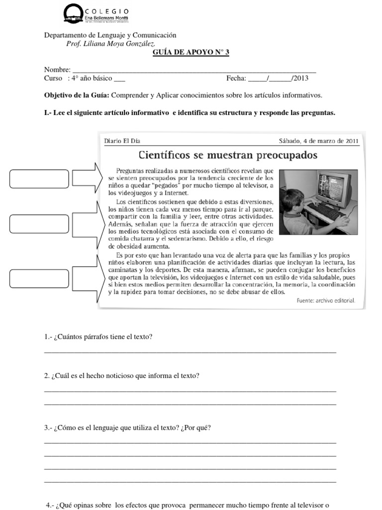 4° Guía N° 3 artículos informativos.