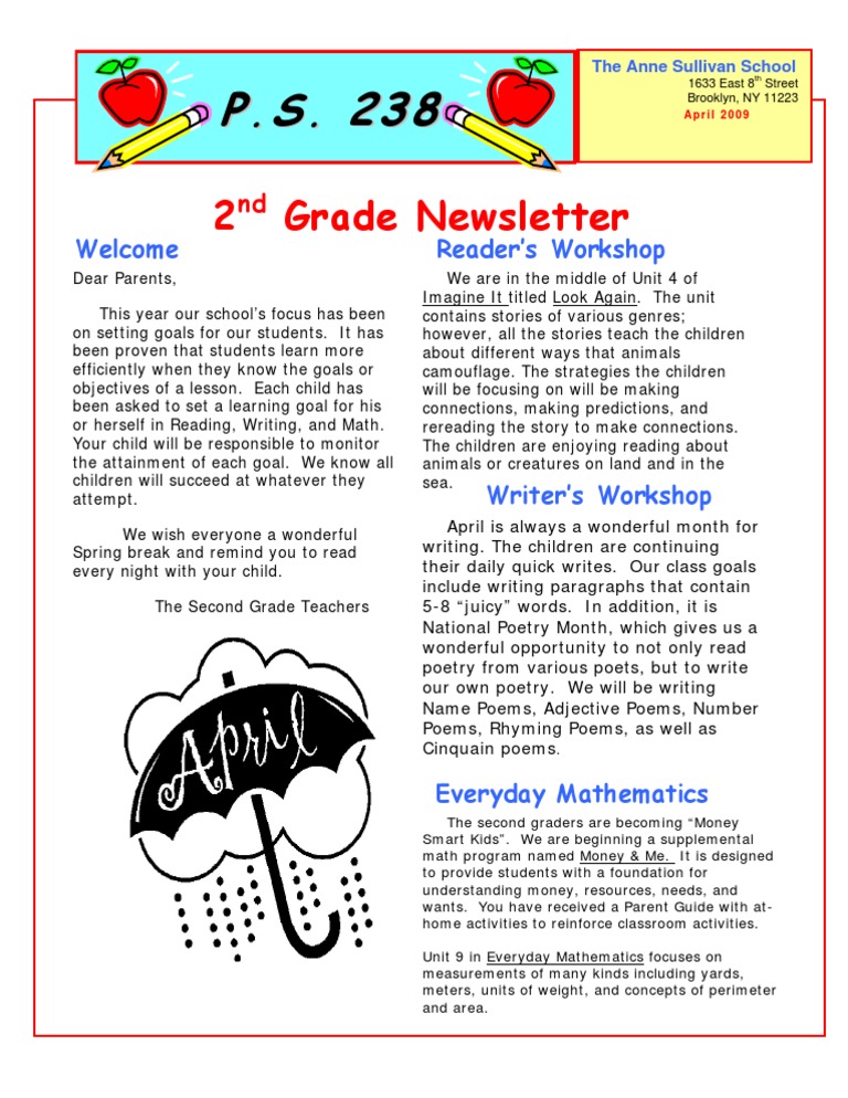 2nd Grade Newsletter: Goals & Poetry | PDF | Poetry | Change