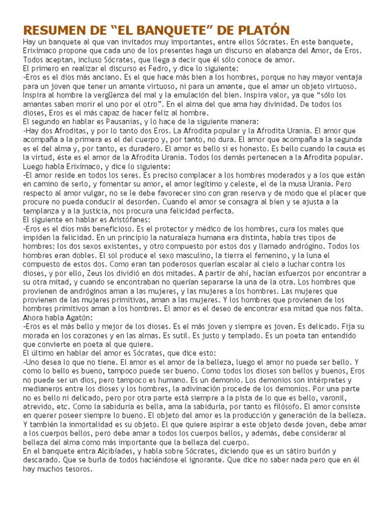 Resumen Del Banquete de Platon