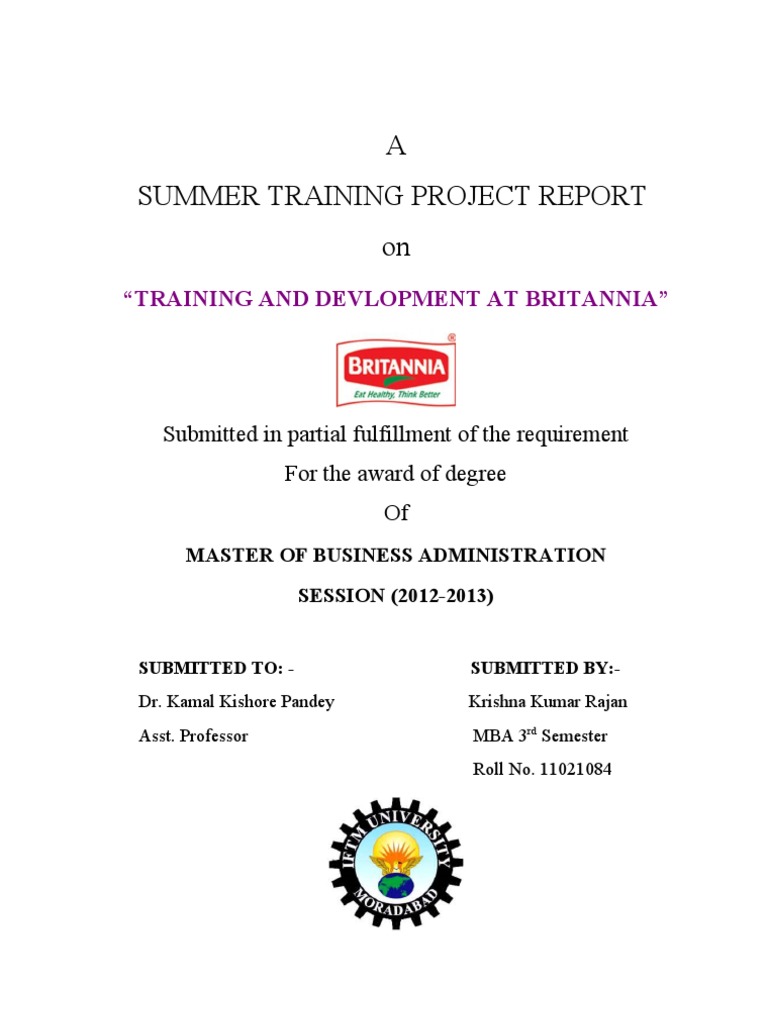 A Summer Training Project Report On: "Training and Devlopment at ...