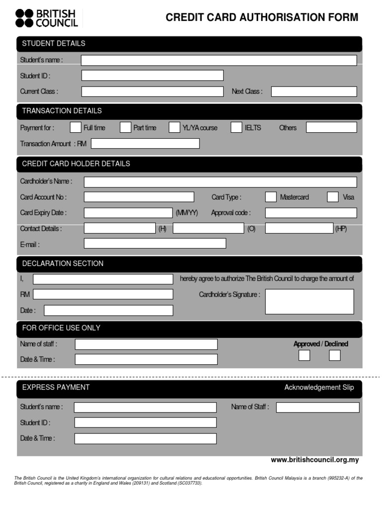 Credit Card Authorisation Form | PDF