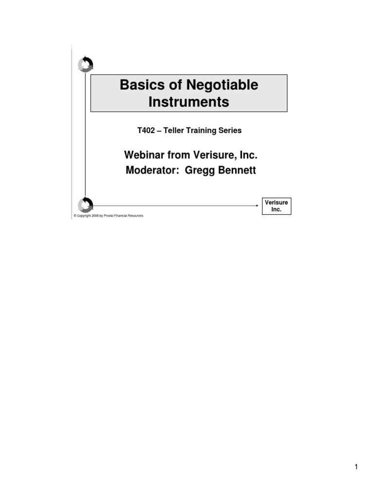 Basics of Negotiable Instruments | PDF | Cheque | Uniform Commercial Code