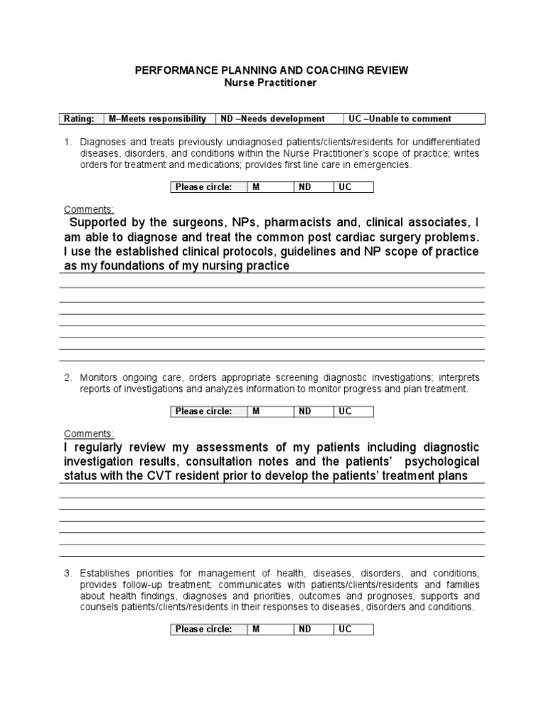 Performance Review NP | Download Free PDF | Medical Diagnosis | Nurse ...