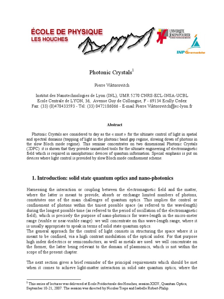 Photonic Crystals: 1. Introduction: Solid State Quantum Optics and Nano ...