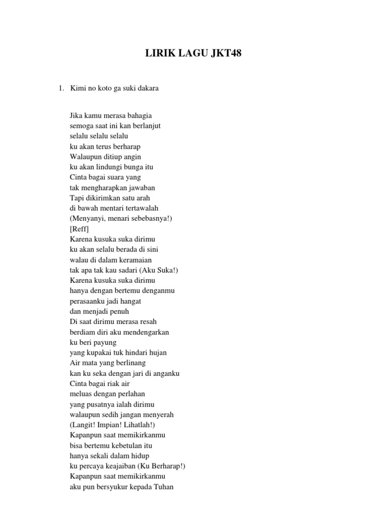 Lirik Lagu Jkt 48
