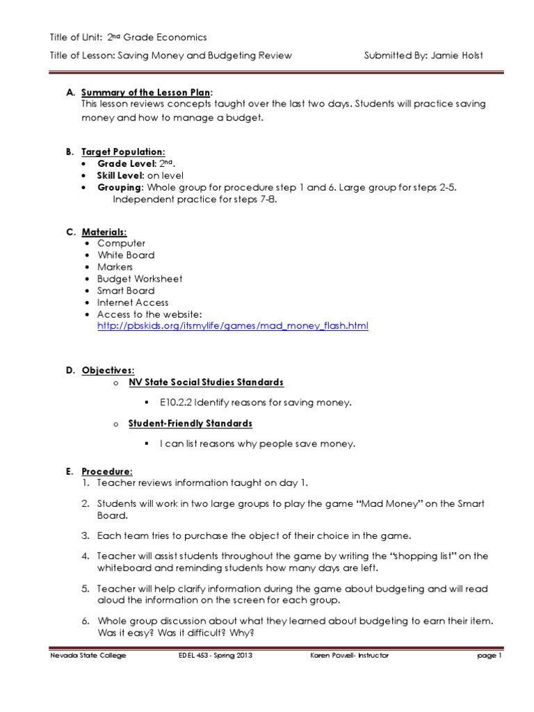Nevada State College Edel 453 - Spring 2013 Karen Powell-Instructor ...