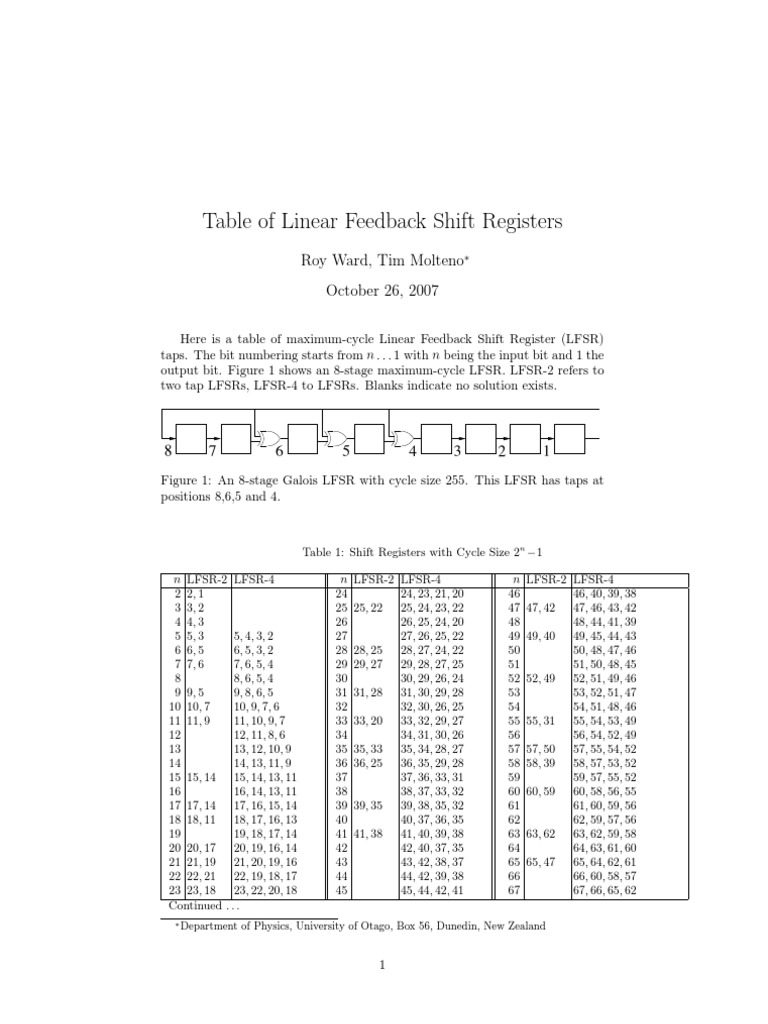 Table of LFSR | Computer Data | Discrete Mathematics