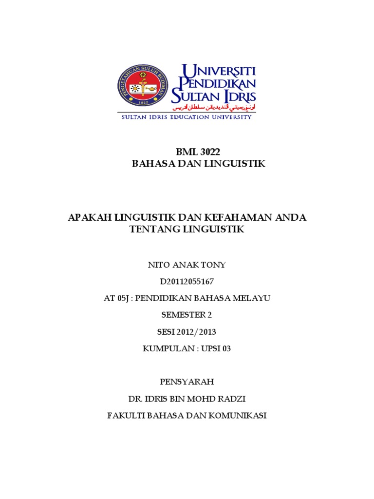 BML 3022 Bahasa & Linguistik Melayu | PDF