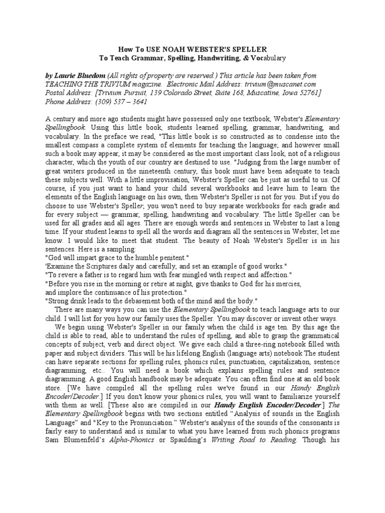 How To Use Noah Webster | PDF | Phonics | English Language
