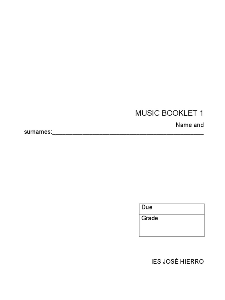 Music Booklet 1: Name and Surnames | PDF | Ear | Hearing