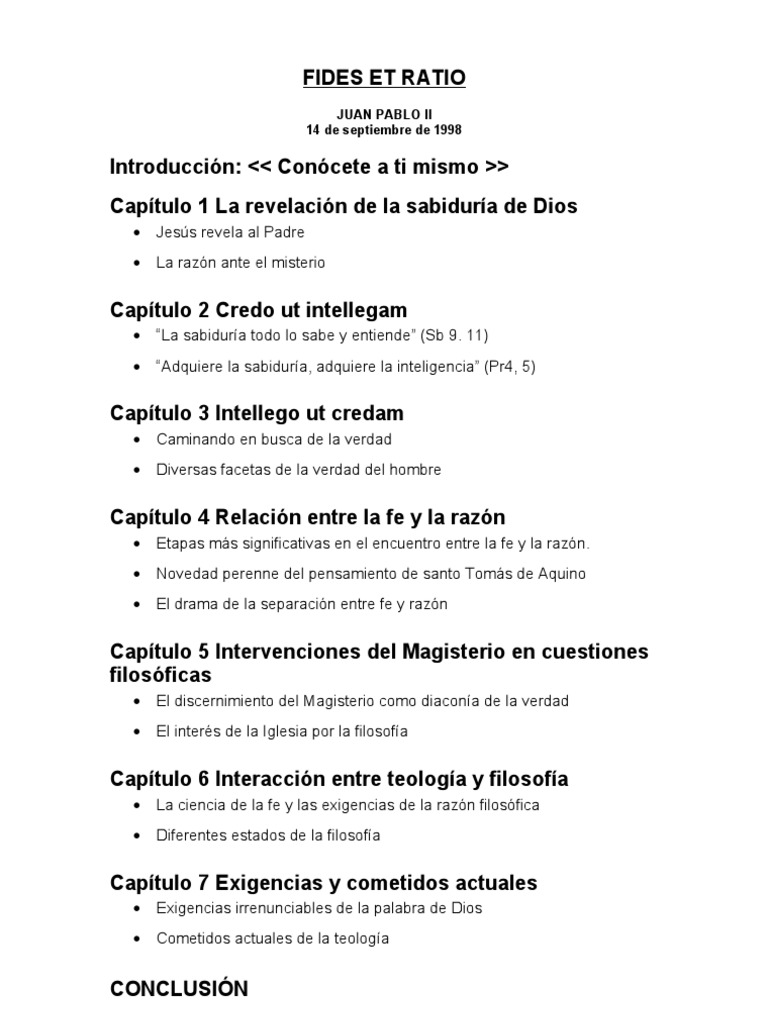 Fides Et Ratio | PDF | Verdad | Revelación