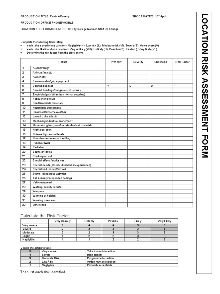 Risk - Assessment - Form - Start Up Lounge | PDF | Social Science