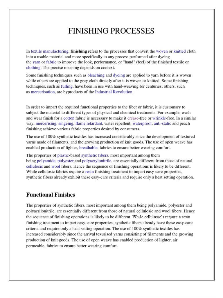 Finishing Processes: Functional Finishes | Download Free PDF | Crafts ...