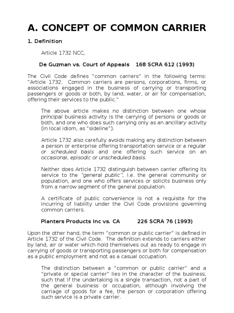 Common Carrier Concepts | PDF | Common Carrier | Public Policy Doctrine
