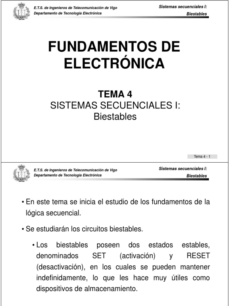 Tema 4 - Sistemas Secuenciales I | PDF | Electrónica digital | Ingenieria Eléctrica
