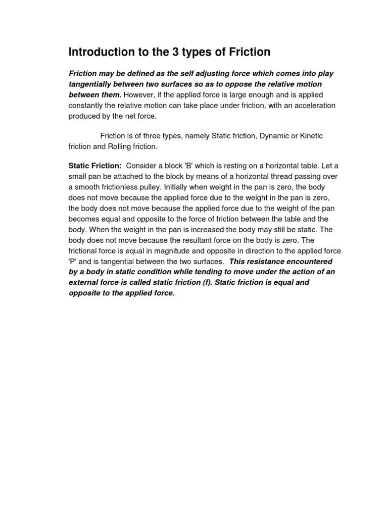 Introduction To The 3 Types of Friction | PDF | Friction | Force