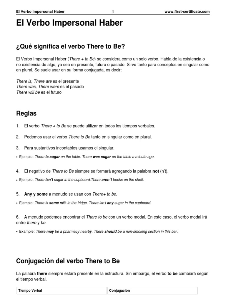 El Verbo Impersonal Haber | PDF | Artes del Lenguaje y Comunicación ...
