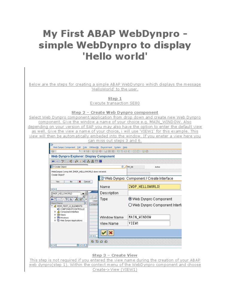 My First ABAP WebDynpro | PDF