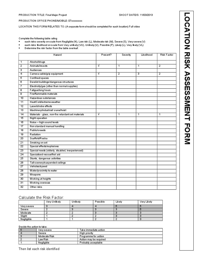 Risk Assessment Form - Cards | PDF | Risk | Safety