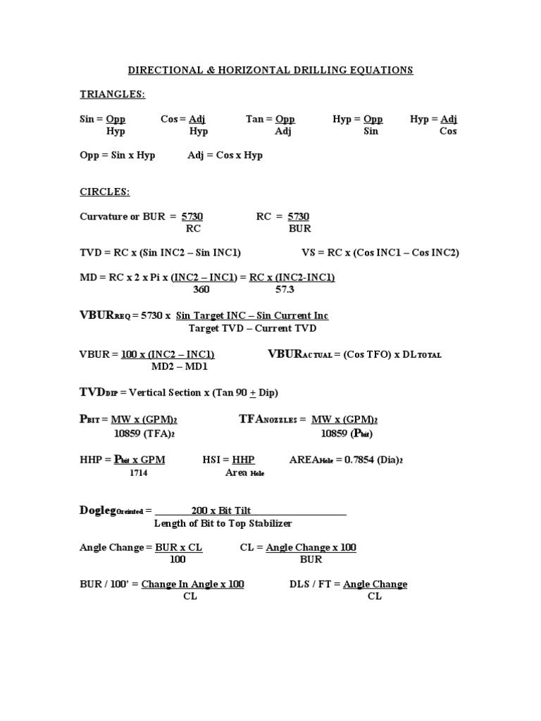 Directional Drilling Equations | PDF