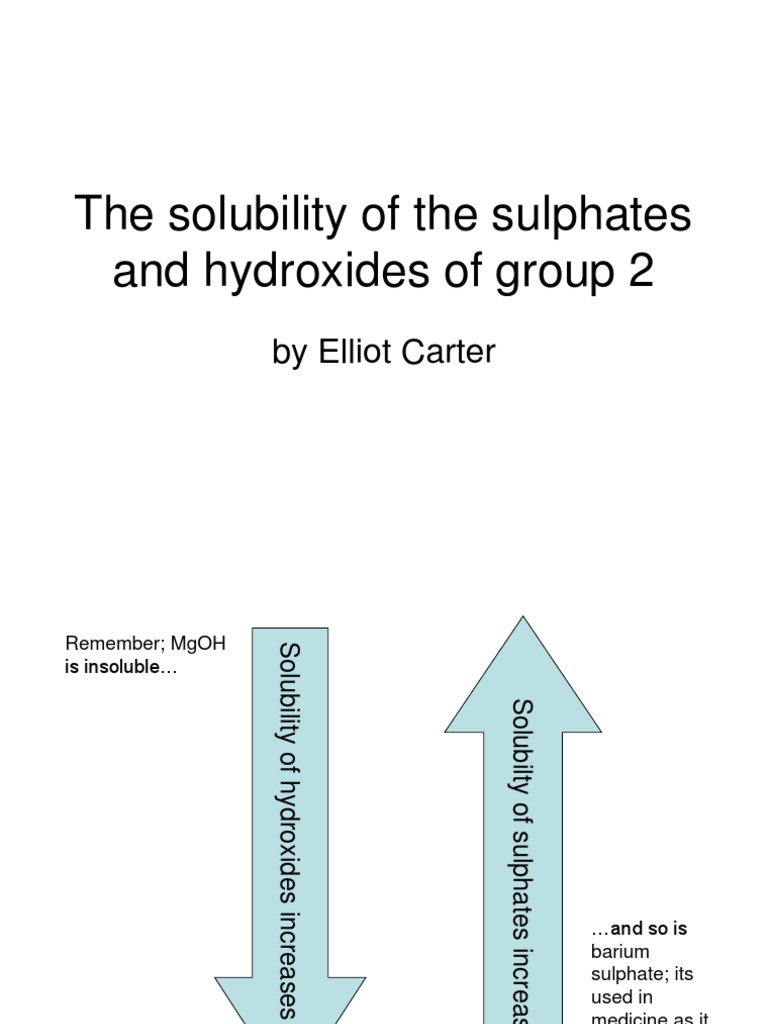 The Solubility of Group II Sulphates and Hydroxides | PDF