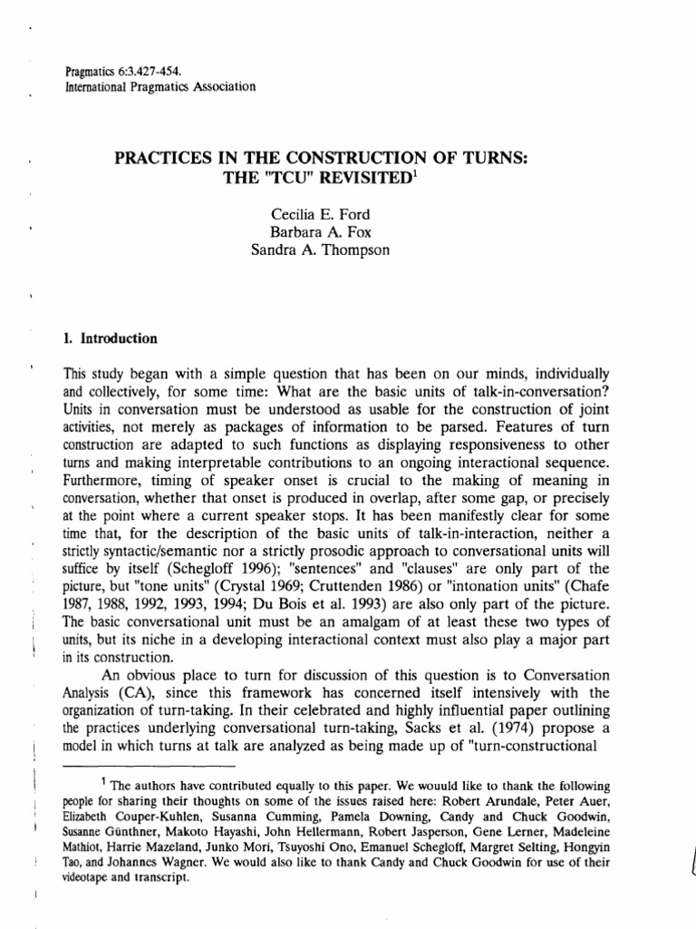 Practices in The Construction of Turns | PDF | Syntax | Linguistics