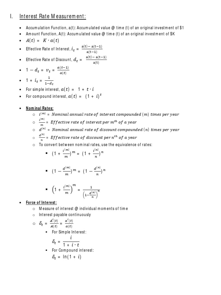 Exam FM Summary Sheet | PDF