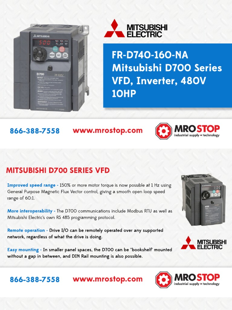 FR D740 160 NA Mitsubishi VFD | PDF