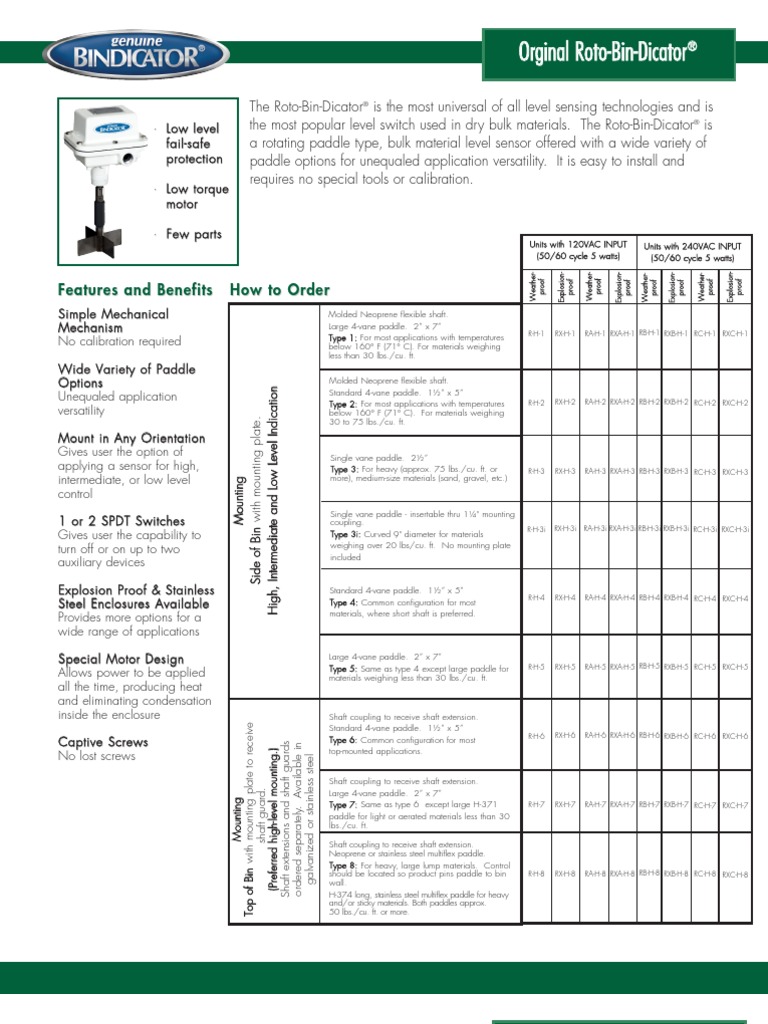 Roto Bin Dicator Original Product Brochure | PDF | Manufactured Goods ...