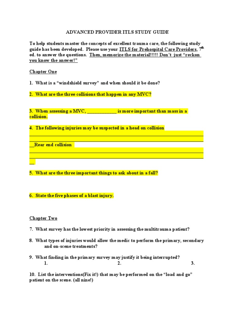 ITLS Advanced Provider Study Guide | PDF | Shock (Circulatory) | Burn