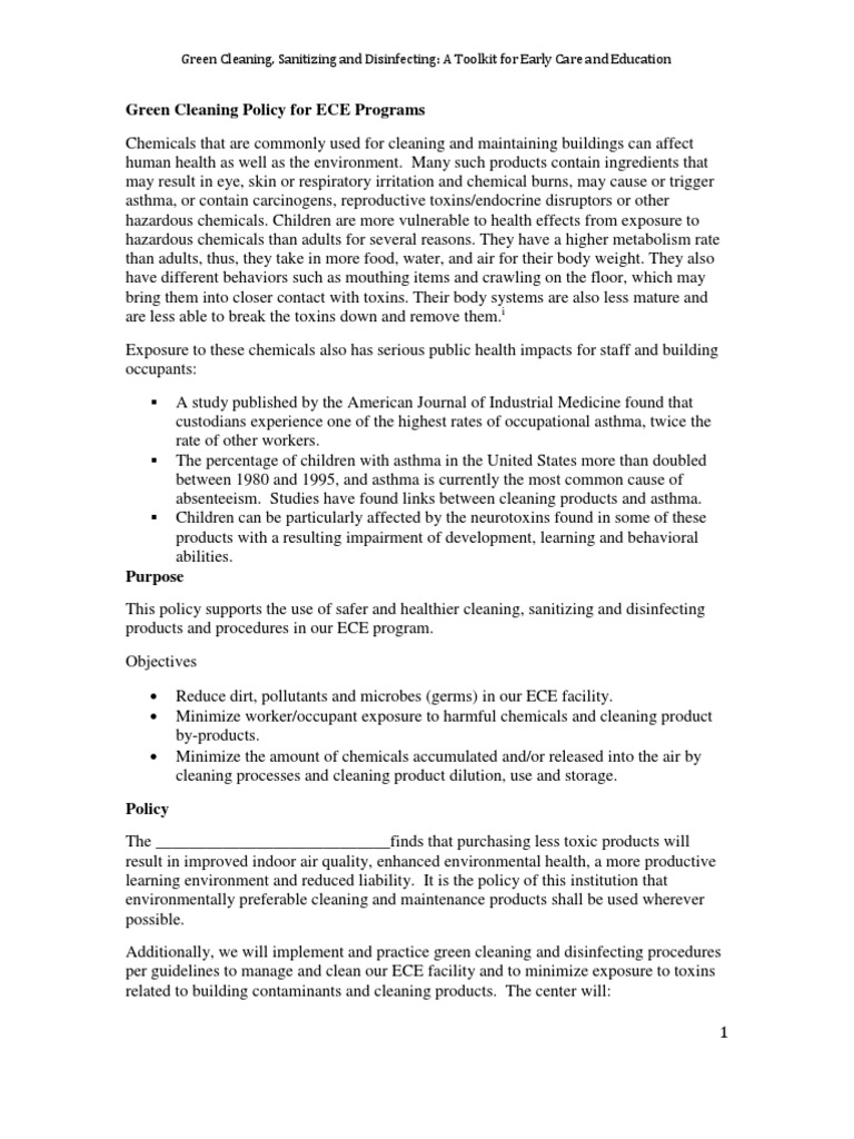 Green Cleaning Policy | PDF | Disinfectant | Asthma