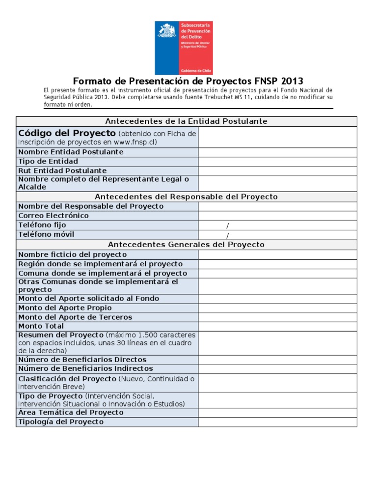 Formato de Presentación de Proyectos FNSP | PDF | Delito | Presupuesto