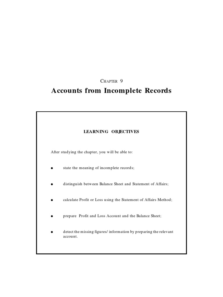 Accounting From Incomplete Records | PDF