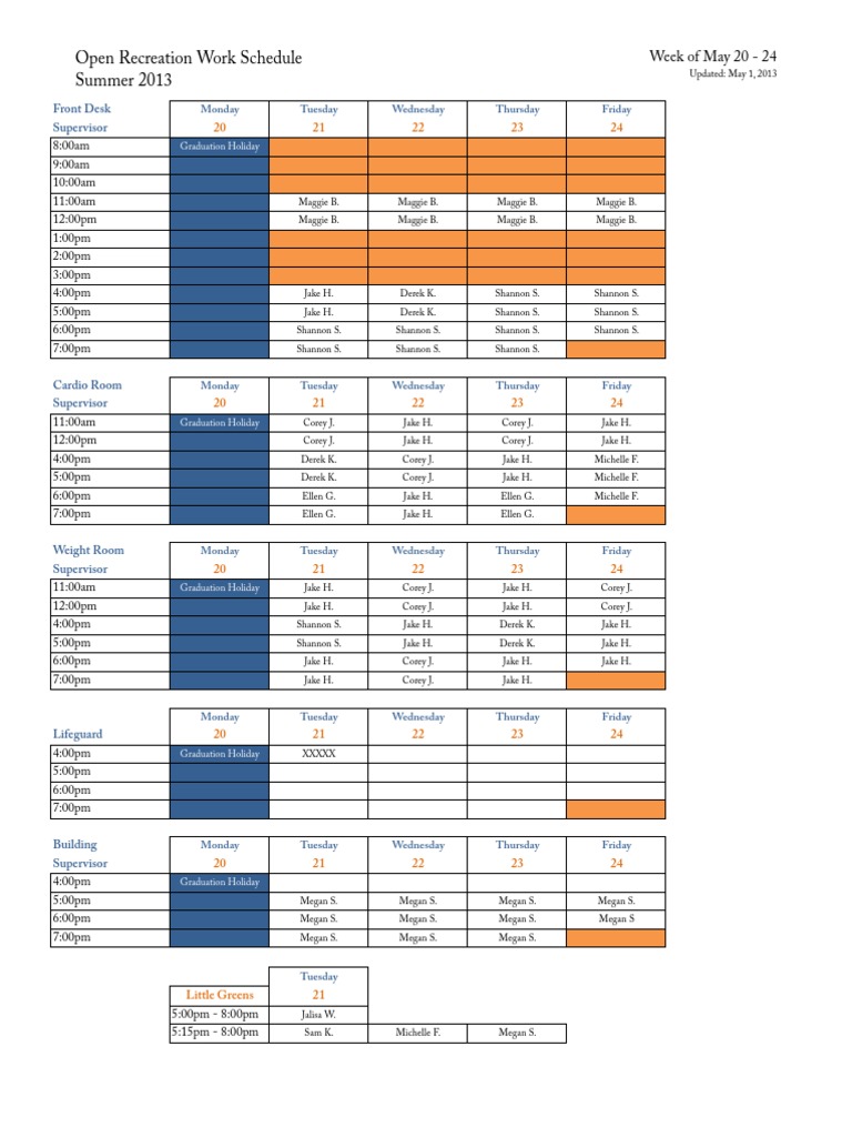 Summer 2013 Recreation Schedule | PDF | Sports & Recreation | Language ...