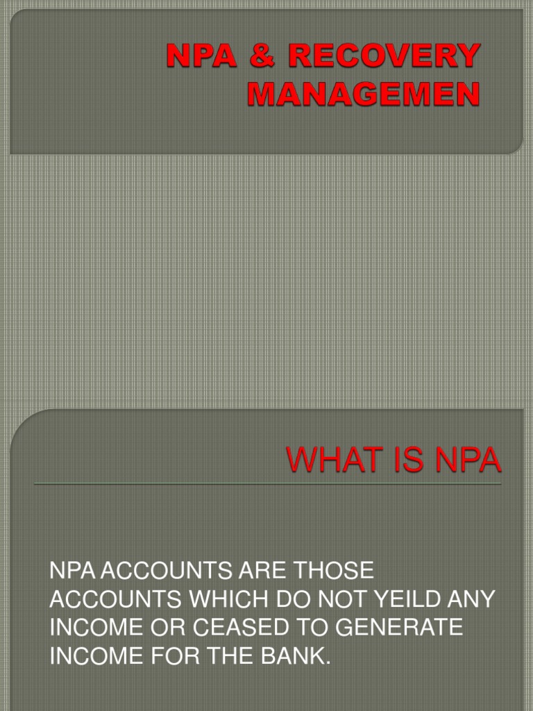 NPA Recovery Management | Securitization | Banks