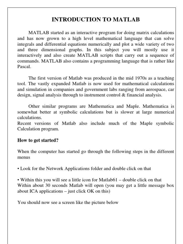 Introduction To Matlab Pdf Matlab Mathematical Concepts