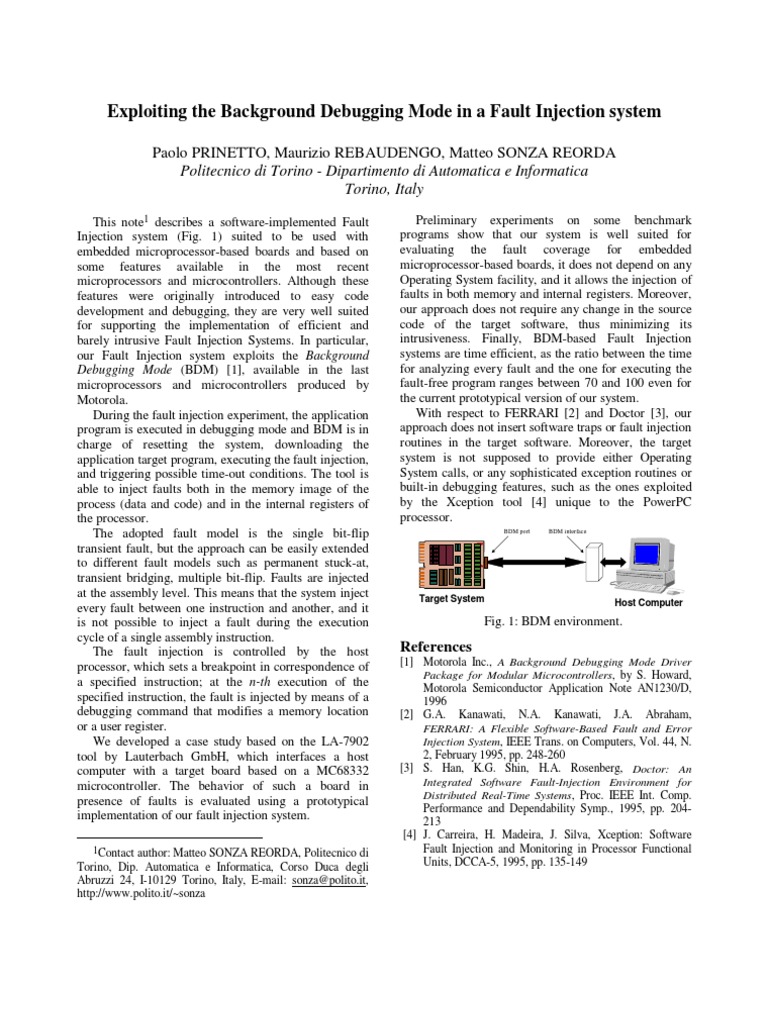 Debugging Mode In A Fault Injection Systemdebugging Mode In A Fault Injection System Pdf