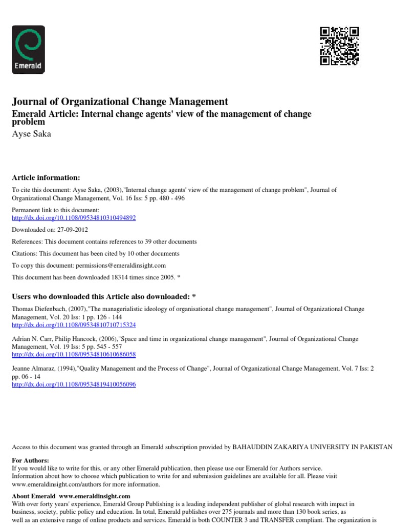 Internal Change | Download Free PDF | Change Management | Decision Making