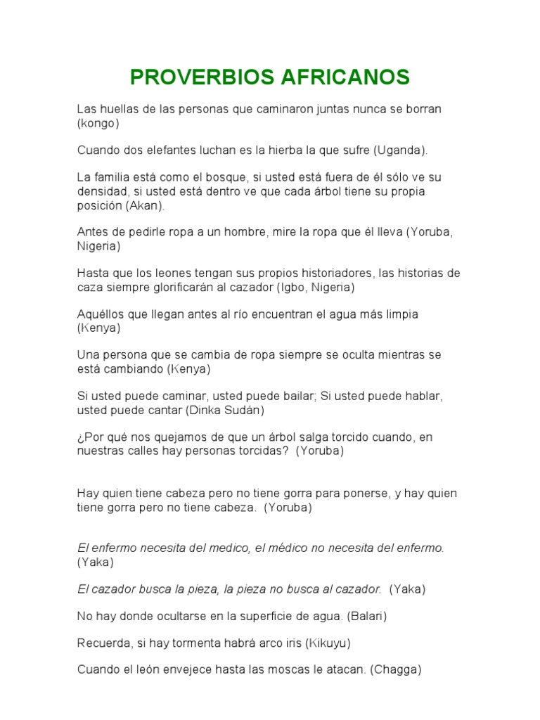 Proverbios africanos: Sabiduría ancestral de diversas culturas ...