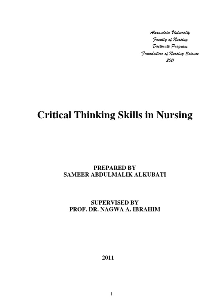 Critical Thinking Report | PDF | Critical Thinking | Nursing
