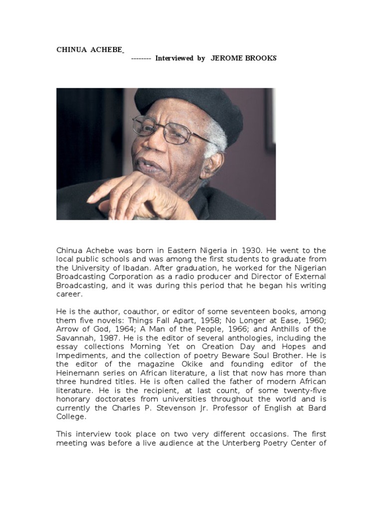 Chinua Achebe Interview | Heart Of Darkness | Poetry | Free 30-day ...