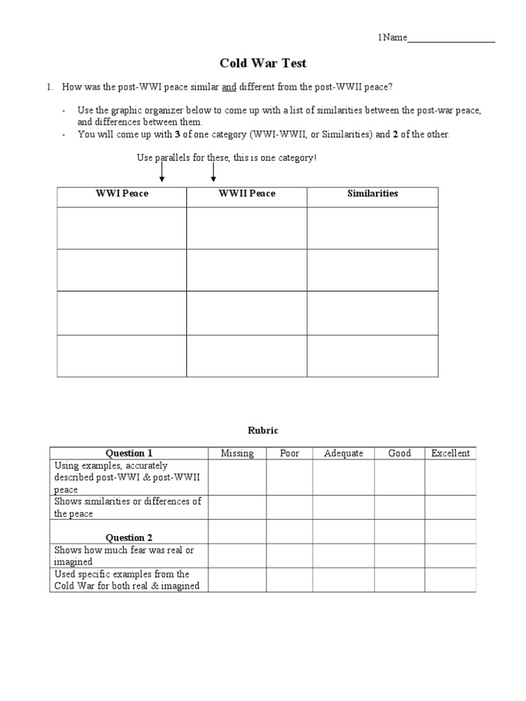 Cold War Test: Fears and Peace Comparisons | PDF